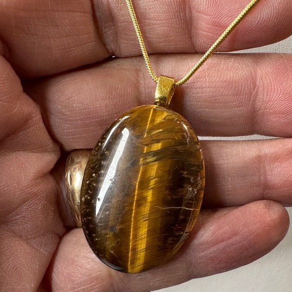Handmade | Jewelry | Tigers Eye Pendant Necklace With 22 Inch Gold ...
